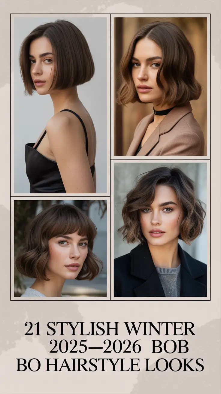 Stylish Winter 2025–2026 Bob Hairstyles – Brown & Pixie Trends